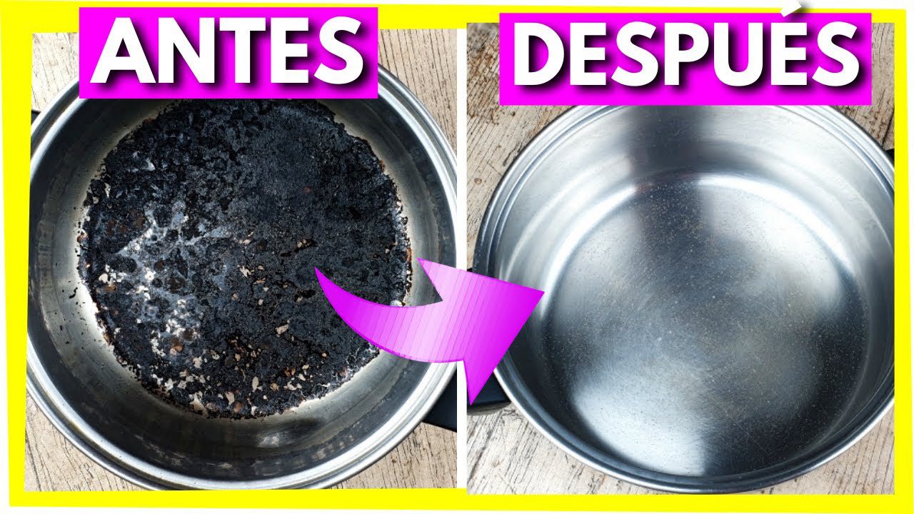 Cómo quitar el quemado de una olla de acero inoxidable ️
